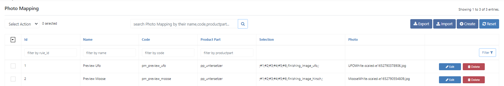 PIM > Mapping Rules > Photo Mapping