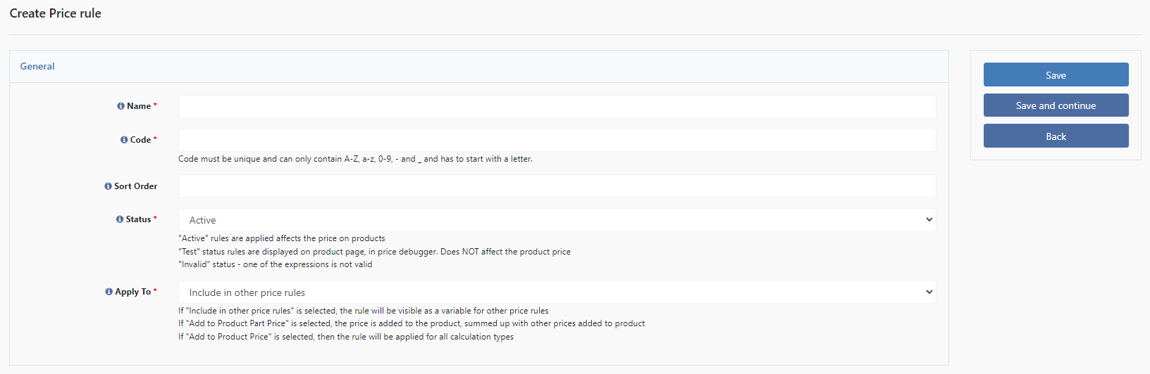 PIM > Price Calculation > Price Rules